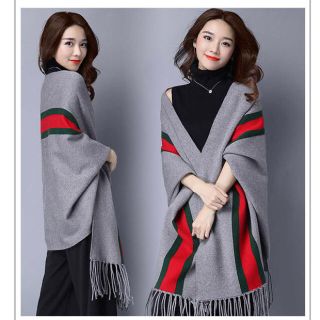 GUCCI - 大判 ストール ポンチョ コート マフラー 多機能 グッチ GUCCI - 大判 ストール ポンチョ コート マフラー 多機能 グッチ
