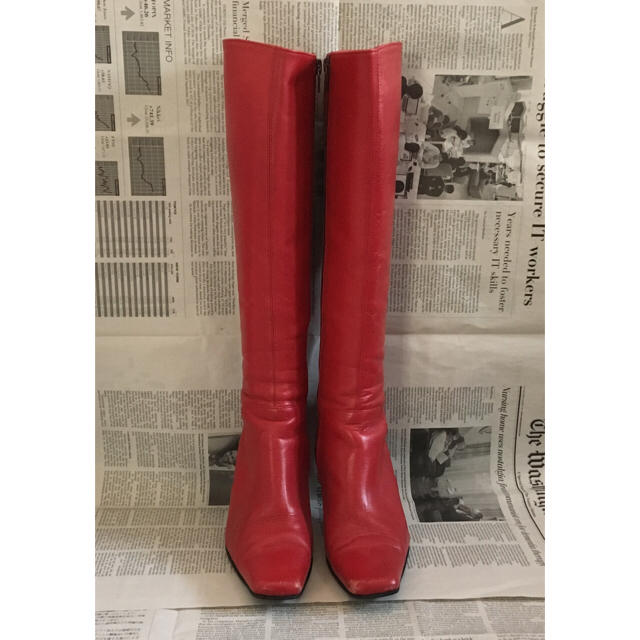 GINZA Kanematsu - 【銀座かねまつ】ロングブーツ 赤 24.5cmの GINZA Kanematsu - 【銀座かねまつ】ロングブーツ 赤 24.5cmの