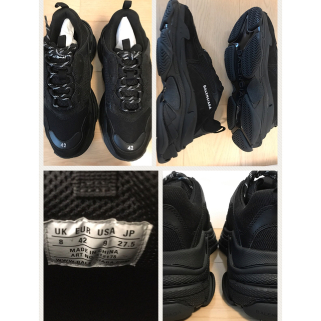 期間限定セール】BALENCIAGA triple s 新品サイズ42 黒 期間限定セール】BALENCIAGA triple s 新品サイズ42 黒