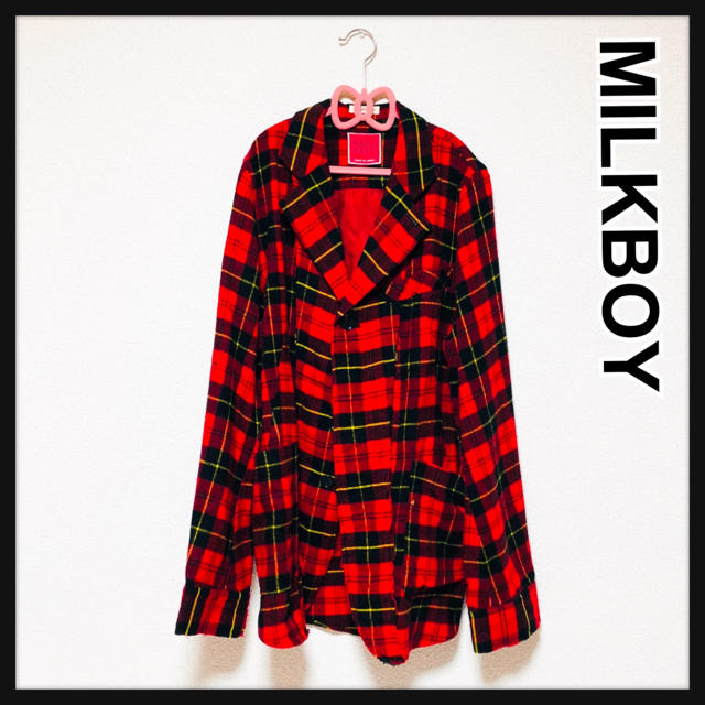 美品☆MILKBOY☆赤チェック☆ジャケット☆ミルクボーイの通販 by 美品☆MILKBOY☆赤チェック☆ジャケット☆ミルクボーイの通販 by