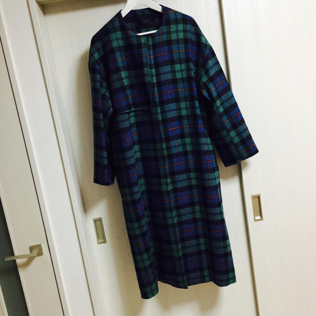 Drawer - yori*ウールチェックノーカラーコート 38の通販 by Drawer - yori*ウールチェックノーカラーコート 38の通販 by