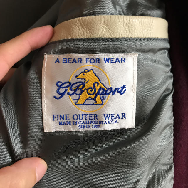 SHIPS別注 USA製 GB Sport 袖革 スタジャン M ゴールデンベア SHIPS別注 USA製 GB Sport 袖革 スタジャン M ゴールデンベア