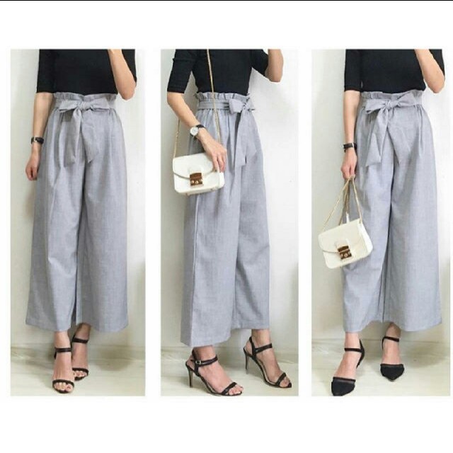GU - ycmi様専用☆GU☆美品☆リボンつきワイドパンツ S グレー GU - ycmi様専用☆GU☆美品☆リボンつきワイドパンツ S グレー