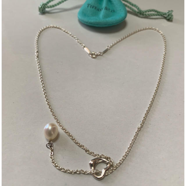 週末 SALE!Tiffany オープンハート パール ラリアットネックレス 週末 SALE!Tiffany オープンハート パール ラリアットネックレス