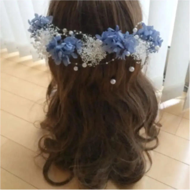 かすみ草♡紫陽花 髪飾り♡ヘッドドレス♡ 青の通販 by ❀mi かすみ草♡紫陽花 髪飾り♡ヘッドドレス♡ 青の通販 by ❀mi