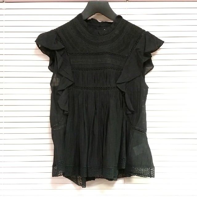 新品】ISABEL MAILAN ETOILEフリル刺繍ブラウス♢ブラック 新品】ISABEL MAILAN ETOILEフリル刺繍ブラウス♢ブラック