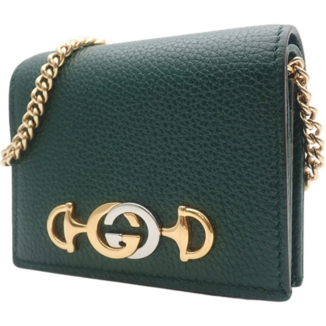 GUCCI - グッチ コンパクト財布 チェーン付き グリーン緑 GUCCI - グッチ コンパクト財布 チェーン付き グリーン緑
