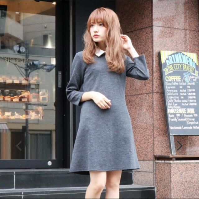 dazzlin - dazzlin グッドガールワンピース グレー 襟付き dazzlin - dazzlin グッドガールワンピース グレー 襟付き