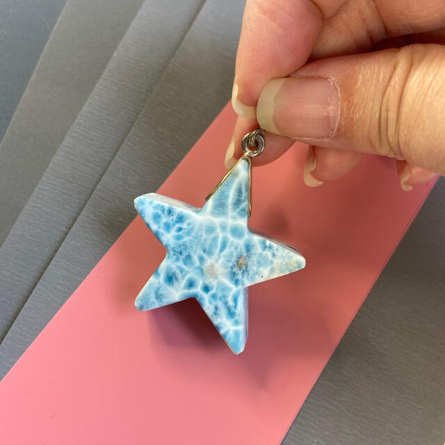ラリマー磨き ペンダントトップ 星🌟耐水サンドペーパー付き ラリマー磨き ペンダントトップ 星🌟耐水サンドペーパー付き