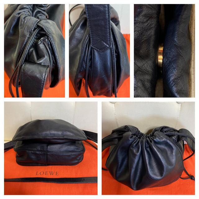 極 美品 LOEWE オールド ロエベ ナッパレザー ショルダーバッグ 黒 極 美品 LOEWE オールド ロエベ ナッパレザー ショルダーバッグ 黒