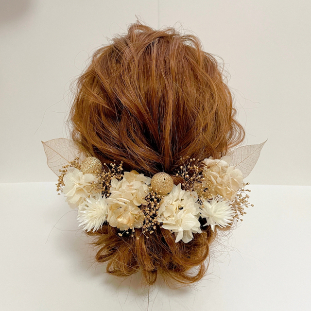 ✴︎ドライフラワーヘッドドレス✴︎金箔ヘアゴールド和装髪飾り ✴︎ドライフラワーヘッドドレス✴︎金箔ヘアゴールド和装髪飾り