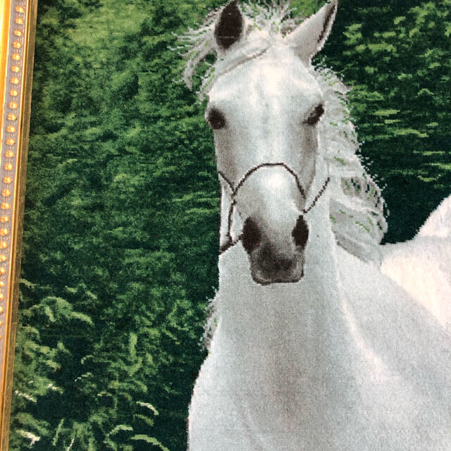 ▽ペルシャ絨毯 額装 白馬 イラン タブリーズ(ペルシャ絨毯 ▽ペルシャ絨毯 額装 白馬 イラン タブリーズ(ペルシャ絨毯