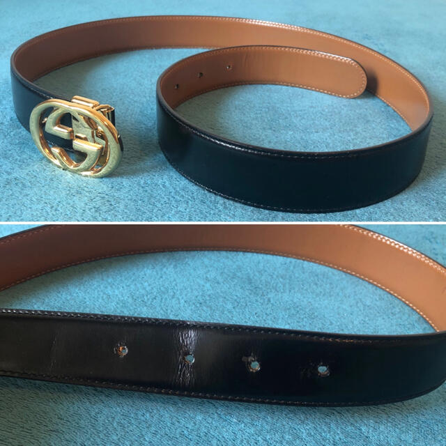 GUCCI グッチ ゴールド バックル GG ロゴ ベルト 黒 GUCCI グッチ ゴールド バックル GG ロゴ ベルト 黒