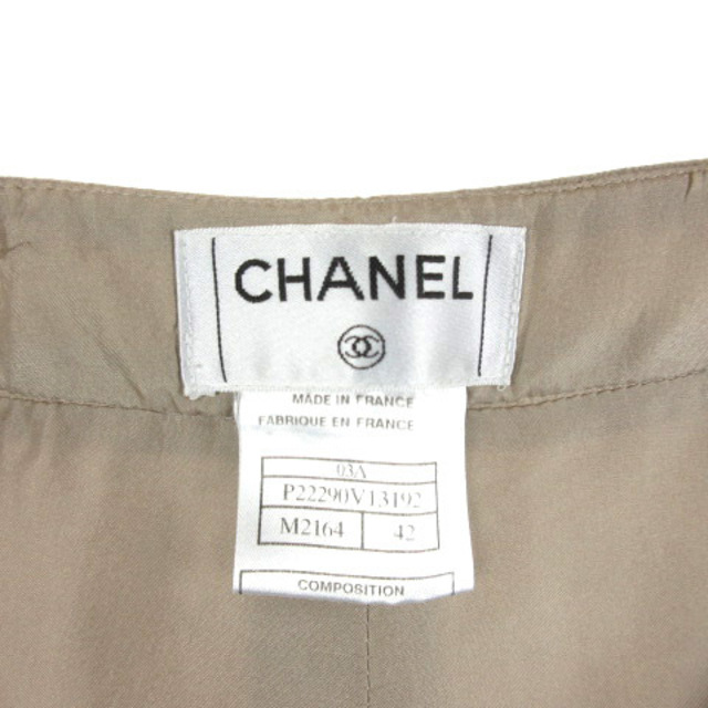シャネル CHANEL ワイド パンツ ココマーク ストライプ 42 ベージュ シャネル CHANEL ワイド パンツ ココマーク ストライプ 42 ベージュ
