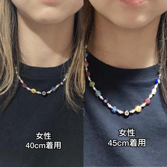 コムドットゆうた着用風 パールビーズネックレス ミルフィオリの コムドットゆうた着用風 パールビーズネックレス ミルフィオリの