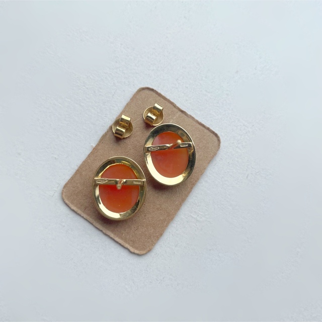 k18✴︎Paris✴︎オレンジアゲートのカメオピアス˚⁎⁺˳✧༚ k18✴︎Paris✴︎オレンジアゲートのカメオピアス˚⁎⁺˳✧༚
