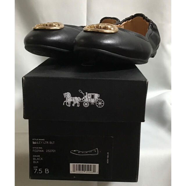 COACH】バレエシューズ フラットパンプス 黒 US7.5 <1点限り> COACH】バレエシューズ フラットパンプス 黒 US7.5 <1点限り>