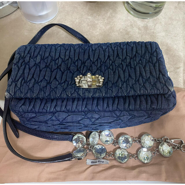 正規品♡miumiu ビジューデニムショルダーバッグ 正規品♡miumiu ビジューデニムショルダーバッグ