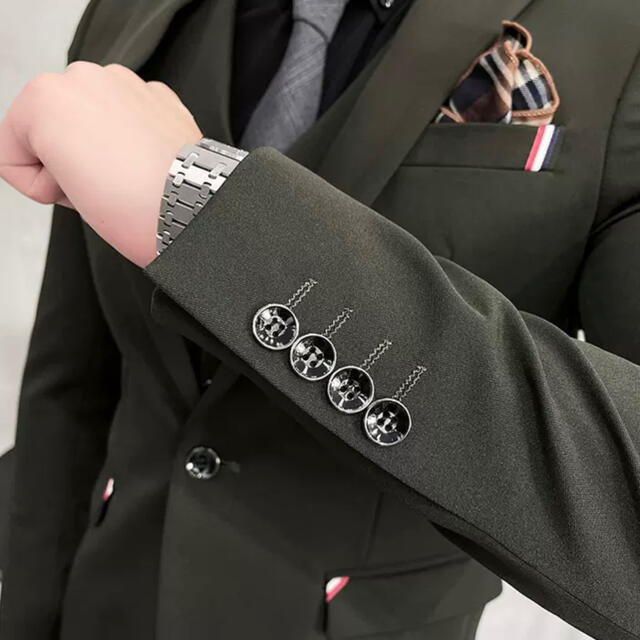 メンズ スーツ 3ピースセット 成人式 結婚式 カーキ メンズ スーツ 3ピースセット 成人式 結婚式 カーキ