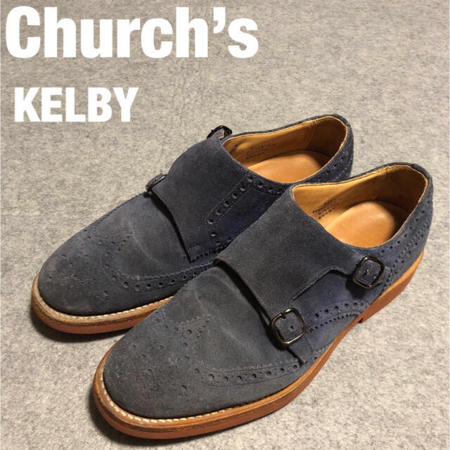 Church's - Church's ダブルモンク スエード ウイングチップの Church's - Church's ダブルモンク スエード ウイングチップの