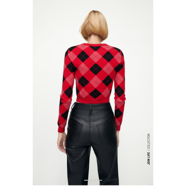 ZARA - 【完売/新品】ZARA アーガイル柄ニットカーディガン Sの ZARA - 【完売/新品】ZARA アーガイル柄ニットカーディガン Sの