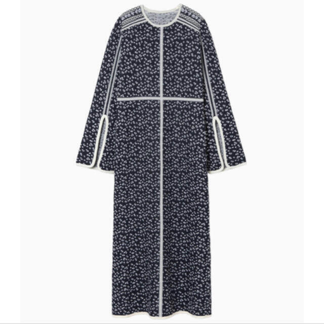Osmanthus Motif Jacquard Knitted Dress ロングワンピース Osmanthus Motif Jacquard Knitted Dress ロングワンピース