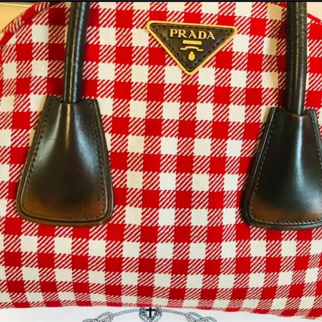 PRADA♡プラダボーリングバック♡チェック♡赤♡紗栄子愛用 PRADA♡プラダボーリングバック♡チェック♡赤♡紗栄子愛用
