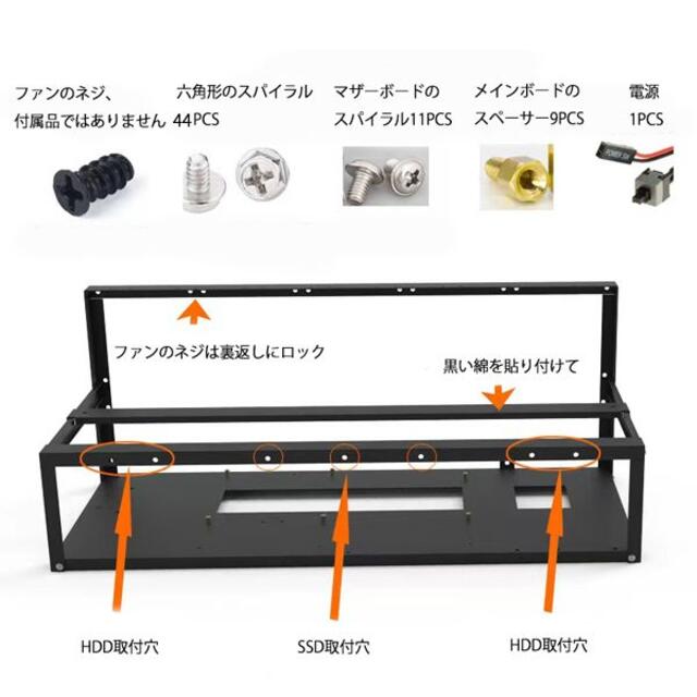 新年セール 新品 5点セット 12GPUマイニングリグフレーム+静音 新年セール 新品 5点セット 12GPUマイニングリグフレーム+静音