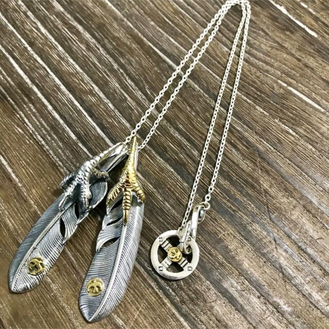 silver925 金爪フェザー 銀爪フェザー ネックレス silver925 金爪フェザー 銀爪フェザー ネックレス