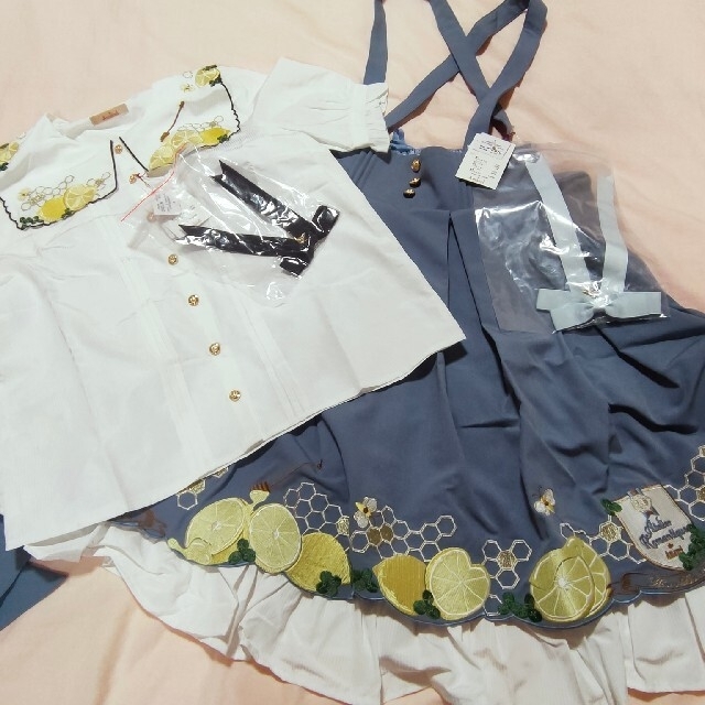 Honeybee&Lemon ハニービーレモンシリーズ ブルー 上下セット Honeybee&Lemon ハニービーレモンシリーズ ブルー 上下セット
