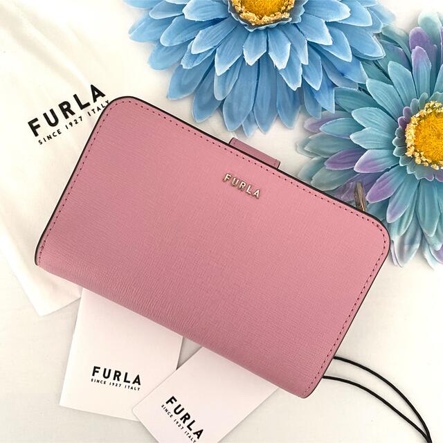 新品】FURLA ピンク バニラ レザー 折り財布 新品】FURLA ピンク バニラ レザー 折り財布