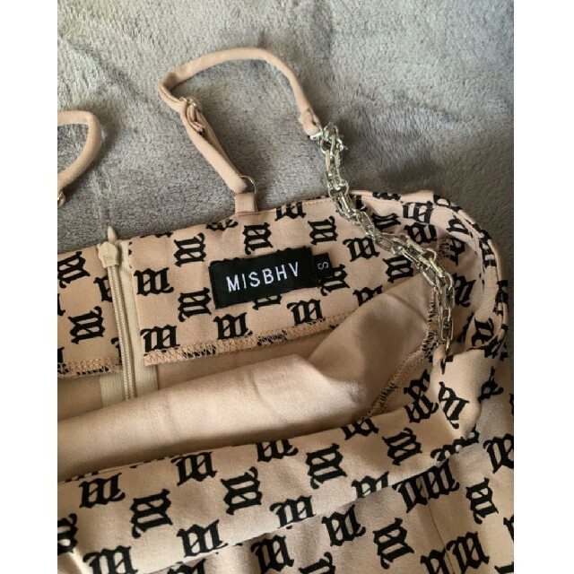 MISBHV ベージュ モノグラム ショートドレス ワンピース MISBHV ベージュ モノグラム ショートドレス ワンピース