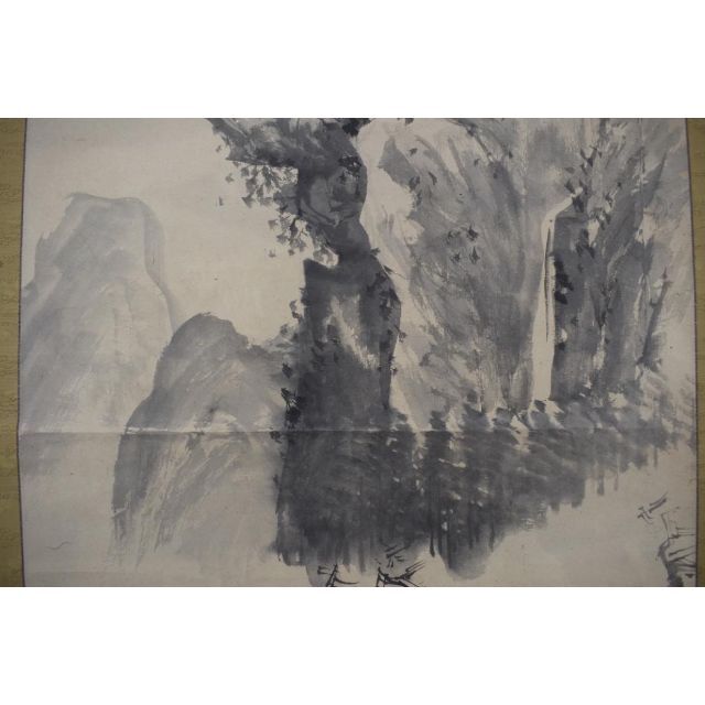 模写】谷文晁/山水図/水墨山水図/掛軸☆宝船☆Z-423 模写】谷文晁/山水図/水墨山水図/掛軸☆宝船☆Z-423