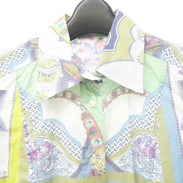 エトロ ETRO 総柄 ペイズリー シャツ ブラウス 青 緑 紫 40 エトロ ETRO 総柄 ペイズリー シャツ ブラウス 青 緑 紫 40
