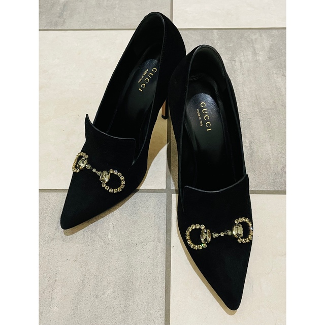 GUCCI - GUCCI ホースビット ビジュー スエードパンプス 36.5 GUCCI - GUCCI ホースビット ビジュー スエードパンプス 36.5