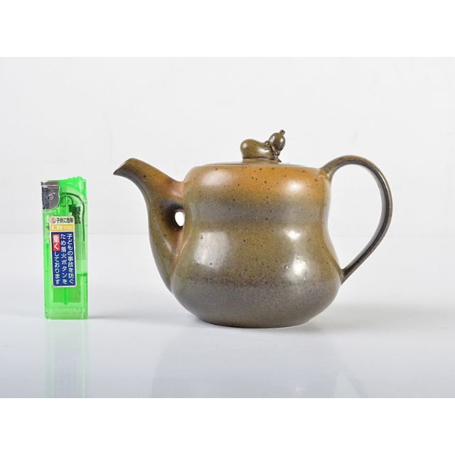 中国 茶葉末釉 蕎麦釉瓢箪摘み 急須 茶壷 M R4549 陶芸 中国 茶葉末釉 蕎麦釉瓢箪摘み 急須 茶壷 M R4549 陶芸