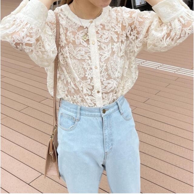 ZARA - ノーブランド 2way 花柄レース ブラウス LLサイズの通販 ZARA - ノーブランド 2way 花柄レース ブラウス LLサイズの通販