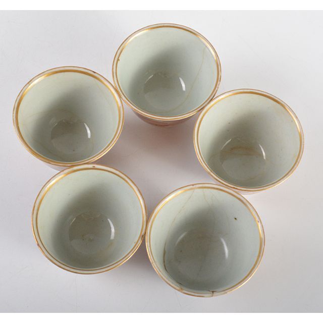 九谷焼 古九谷 大日本九谷製 赤絵金彩 玉露茶碗 煎茶器 5客 M 九谷焼 古九谷 大日本九谷製 赤絵金彩 玉露茶碗 煎茶器 5客 M