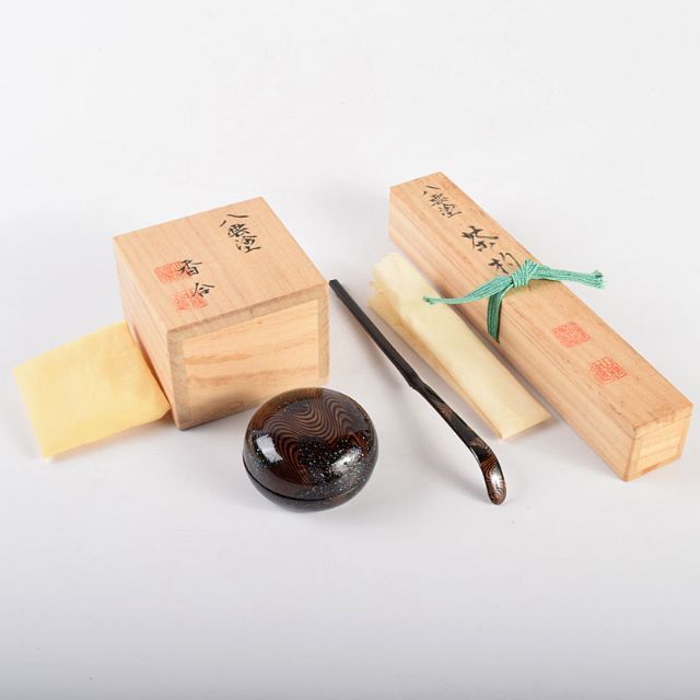 茶道具 八雲塗 出雲産 螺鈿装飾 香合 茶杓 共箱 2点まとめて M 茶道具 八雲塗 出雲産 螺鈿装飾 香合 茶杓 共箱 2点まとめて M
