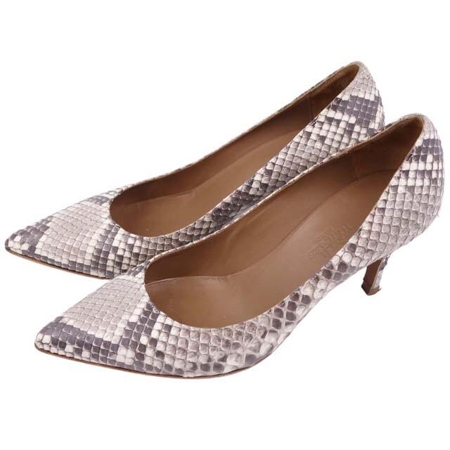 HERMES - エルメス パンプス パイソンレザー ヘビ革 35 1/2 HERMES - エルメス パンプス パイソンレザー ヘビ革 35 1/2