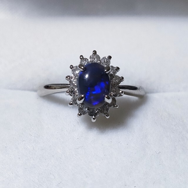 ダイヤモンド×ブラックオパール リング Pt900 0.582ct 3.8g ダイヤモンド×ブラックオパール リング Pt900 0.582ct 3.8g