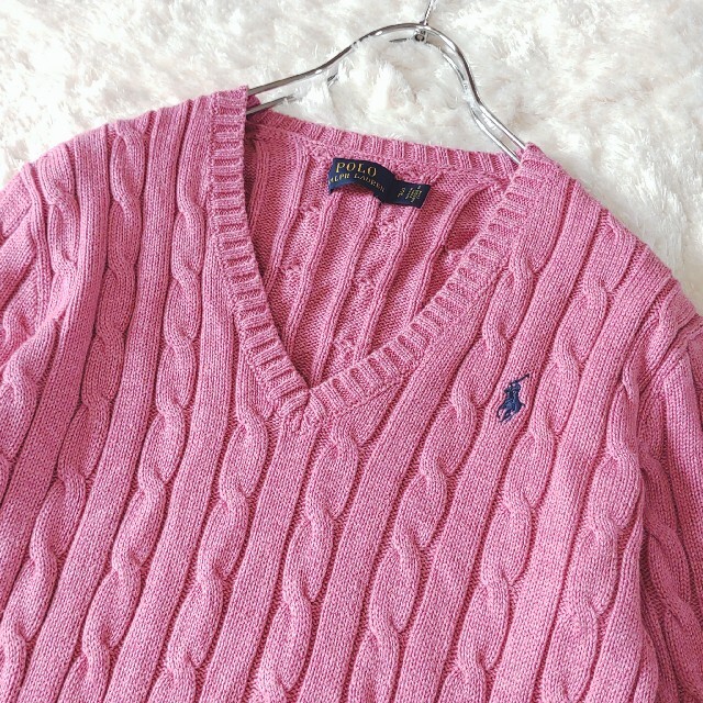 美品】ポロラルフローレン 定価2.2万円 コットンケーブルニット 美品】ポロラルフローレン 定価2.2万円 コットンケーブルニット