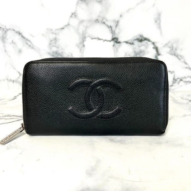 ✨美品✨CHANEL シャネル ココマーク キャビアスキン ラウンド ✨美品✨CHANEL シャネル ココマーク キャビアスキン ラウンド