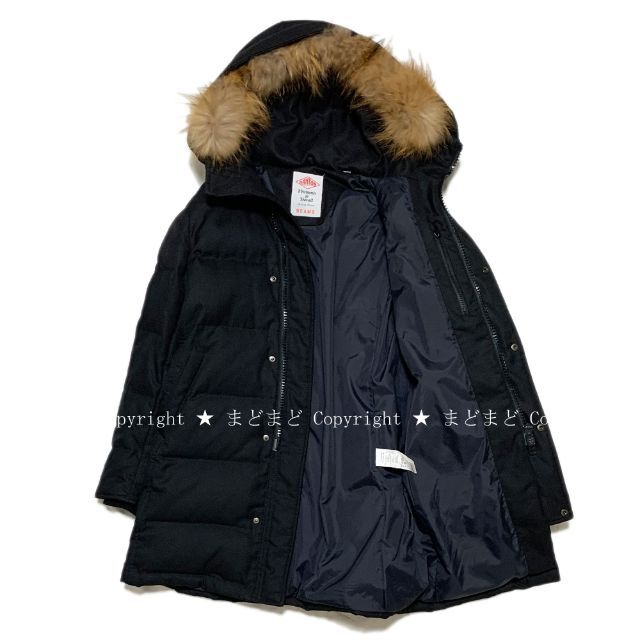 DANTON - DANTON BEAMS 別注 フード ファー ダウンコート 36 黒 DANTON - DANTON BEAMS 別注 フード ファー ダウンコート 36 黒