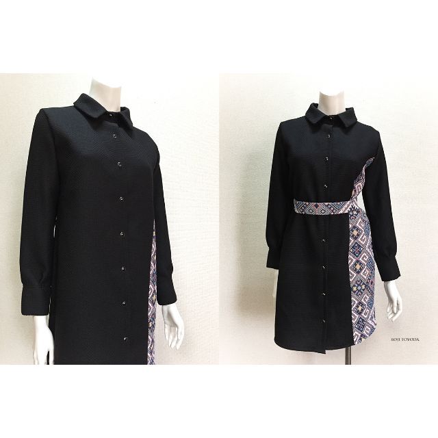1点もの・デザイン画付き】ゴブラン織り切り替えシャツ型コート 1点もの・デザイン画付き】ゴブラン織り切り替えシャツ型コート