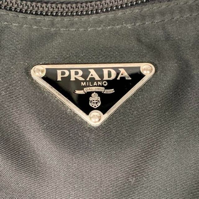 良品】PRADA プラダ ハンドバッグ ナイロン レザー 黒 三角プレート 良品】PRADA プラダ ハンドバッグ ナイロン レザー 黒 三角プレート