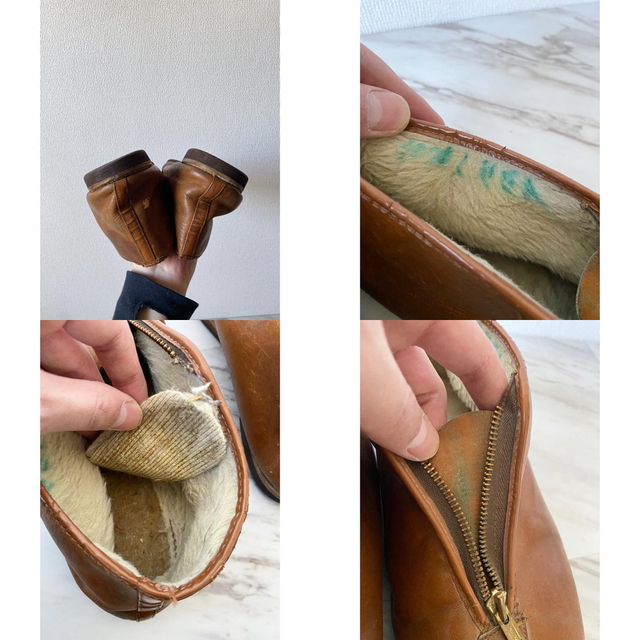 vintage 50s 60s センタージップ キャメルレザー フラットシューズ vintage 50s 60s センタージップ キャメルレザー フラットシューズ