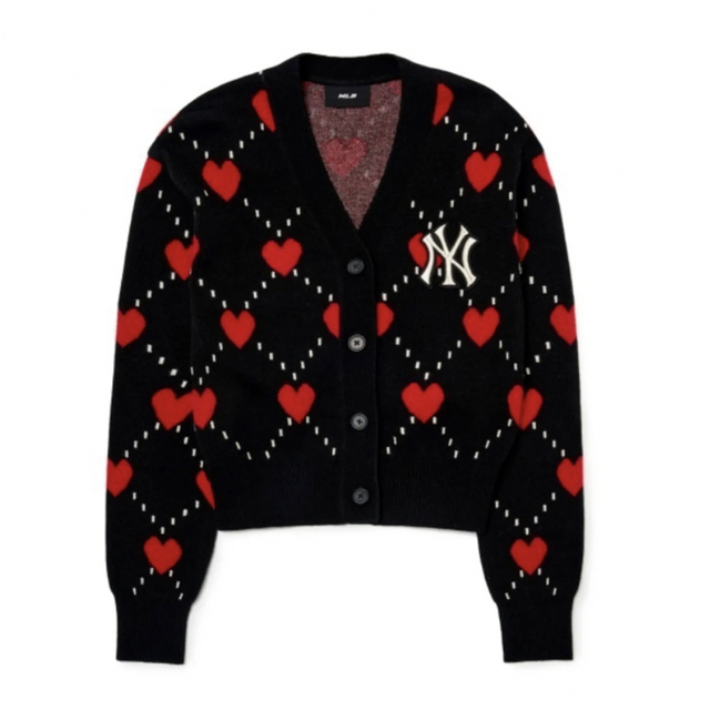 MLB KOREA ハートニットカーディガンの通販 by まるちゃん's MLB KOREA ハートニットカーディガンの通販 by まるちゃん's