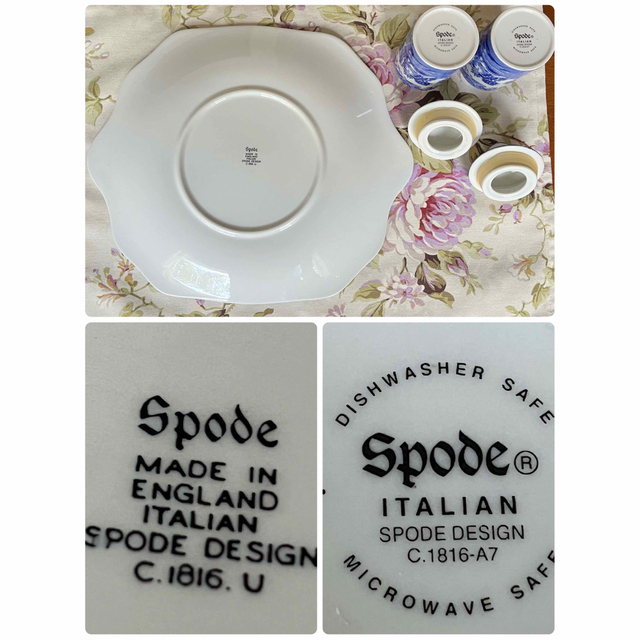 未使用美品】スポード ☆ブルーイタリアン☆手付きプレート 未使用美品】スポード ☆ブルーイタリアン☆手付きプレート
