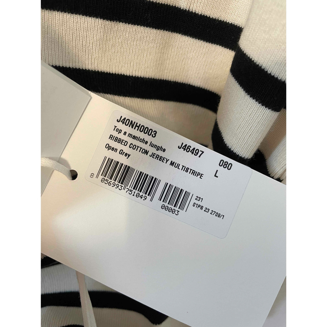 □ JIL SANDER ボーダー ロゴ コットン ロング Tシャツ □ □ JIL SANDER ボーダー ロゴ コットン ロング Tシャツ □